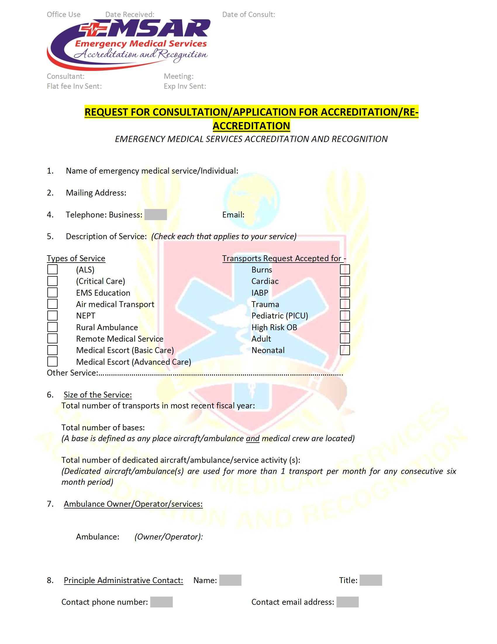 EMSAR Application | EMERGENCY MEDICAL SERVICES ACCREDITATION AND RECOGNITION